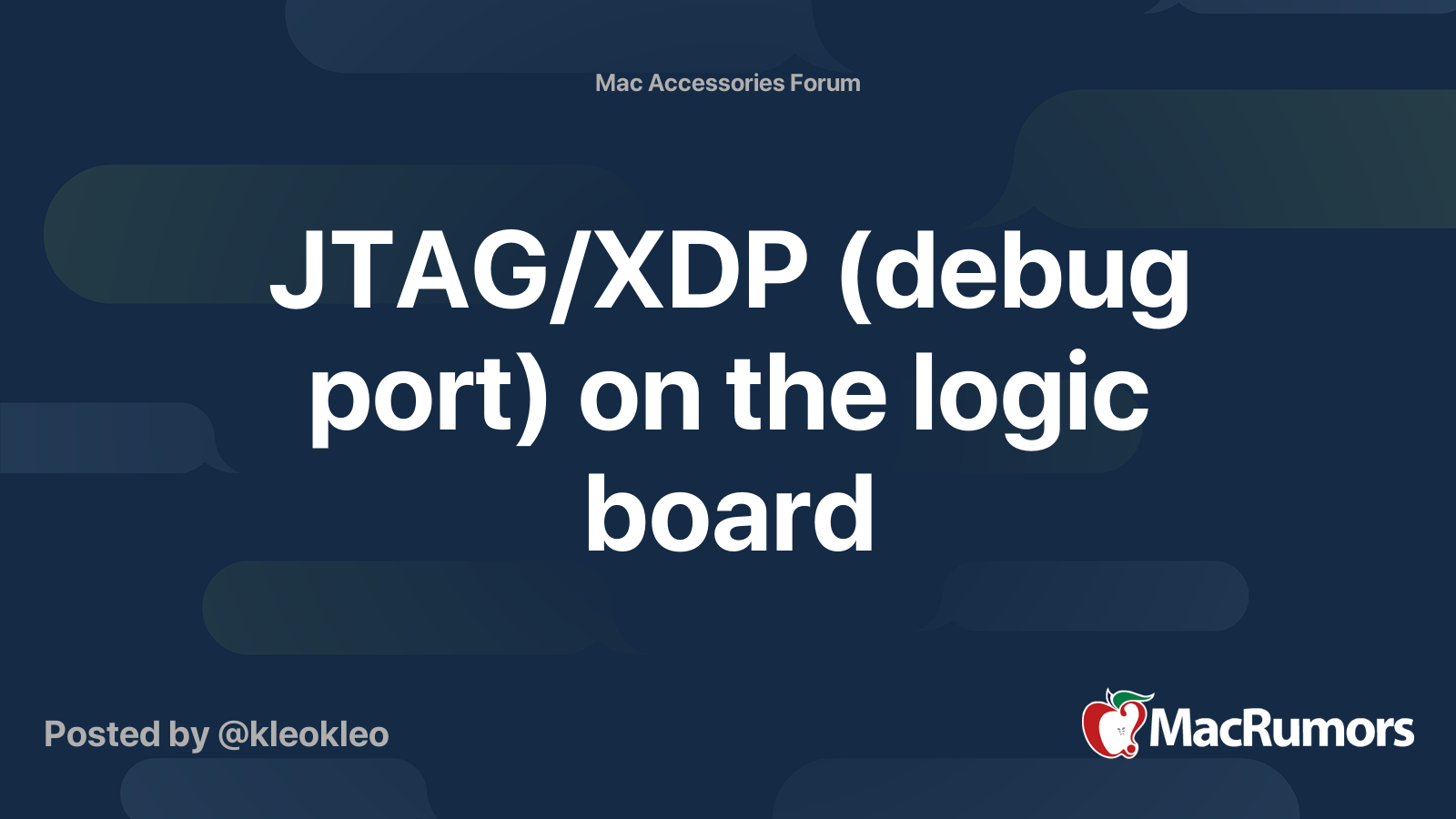JTAG/XDP (debug port) on the logic board | MacRumors Forums