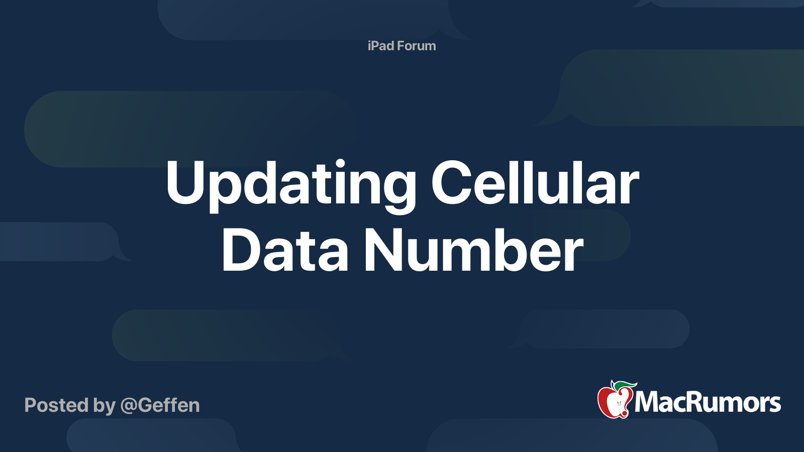 Updating Cellular Data Number | MacRumors Forums
