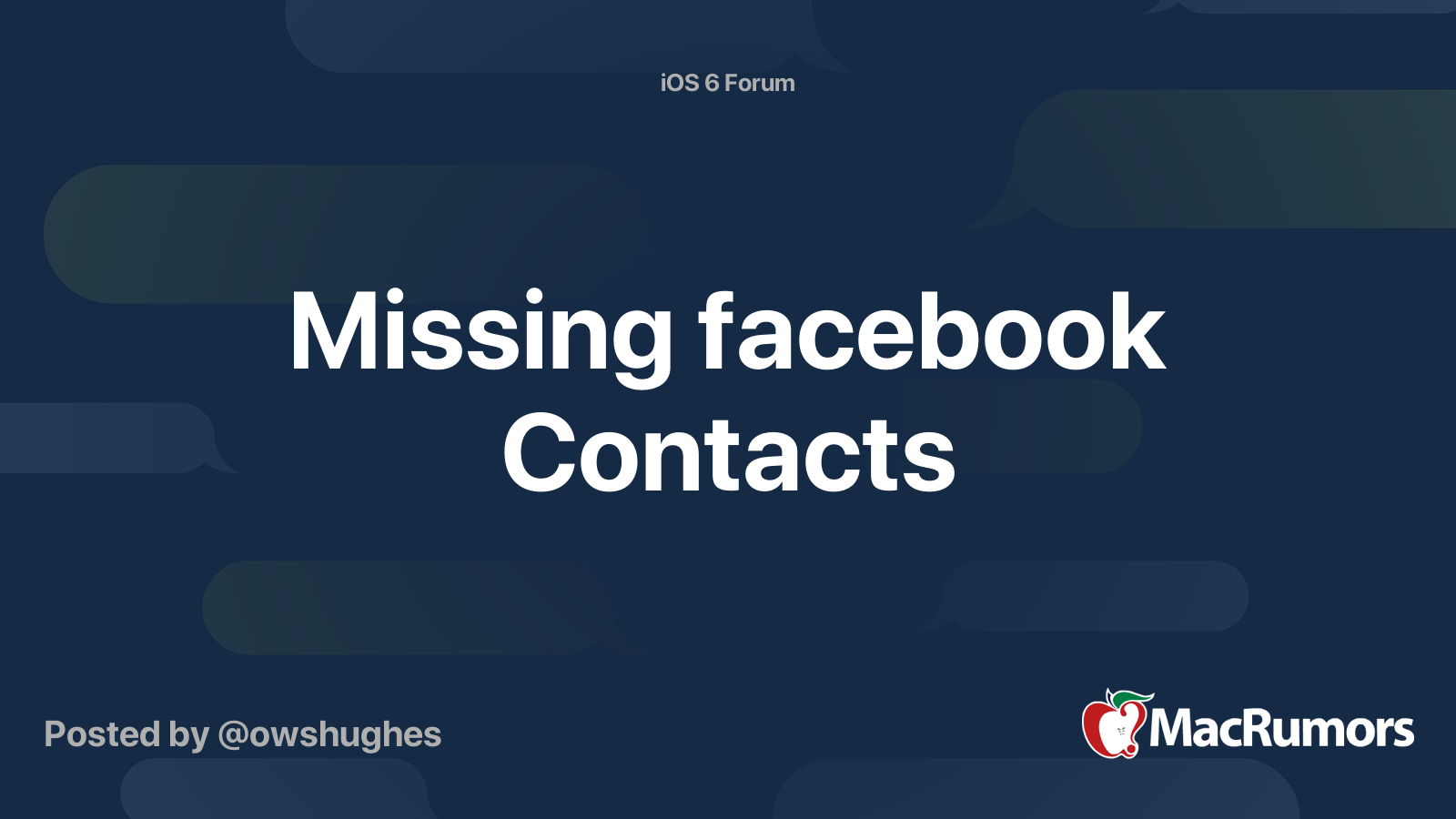 Missing facebook Contacts | MacRumors Forums