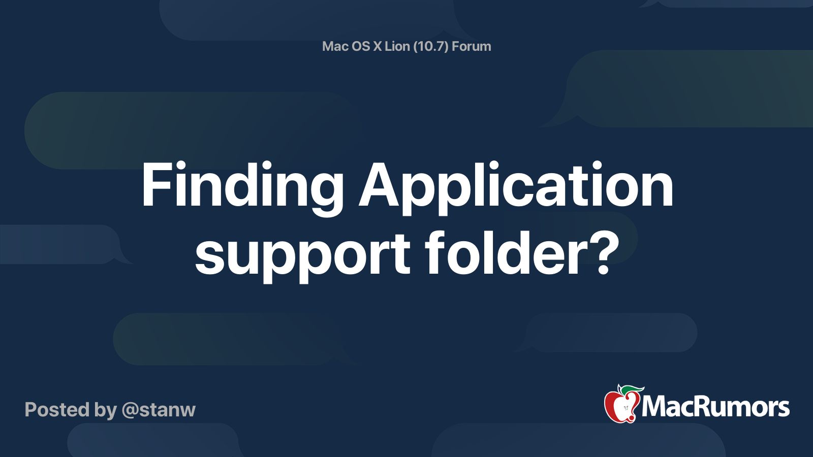 Finding Application support folder? | MacRumors Forums