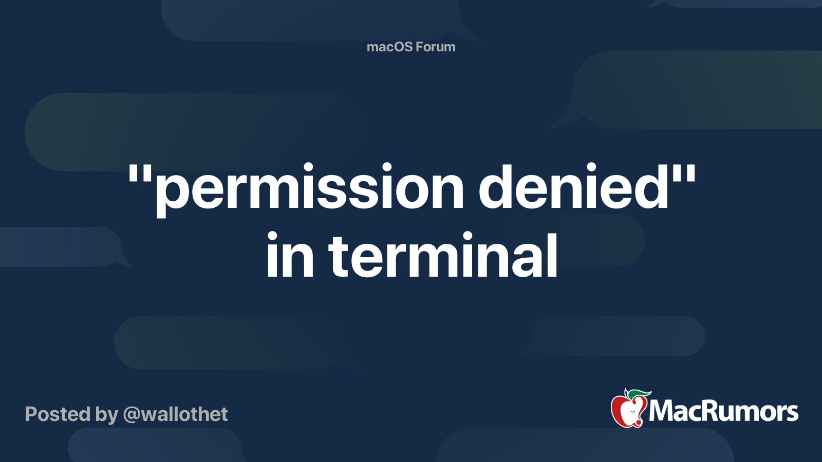"permission denied" in terminal | MacRumors Forums