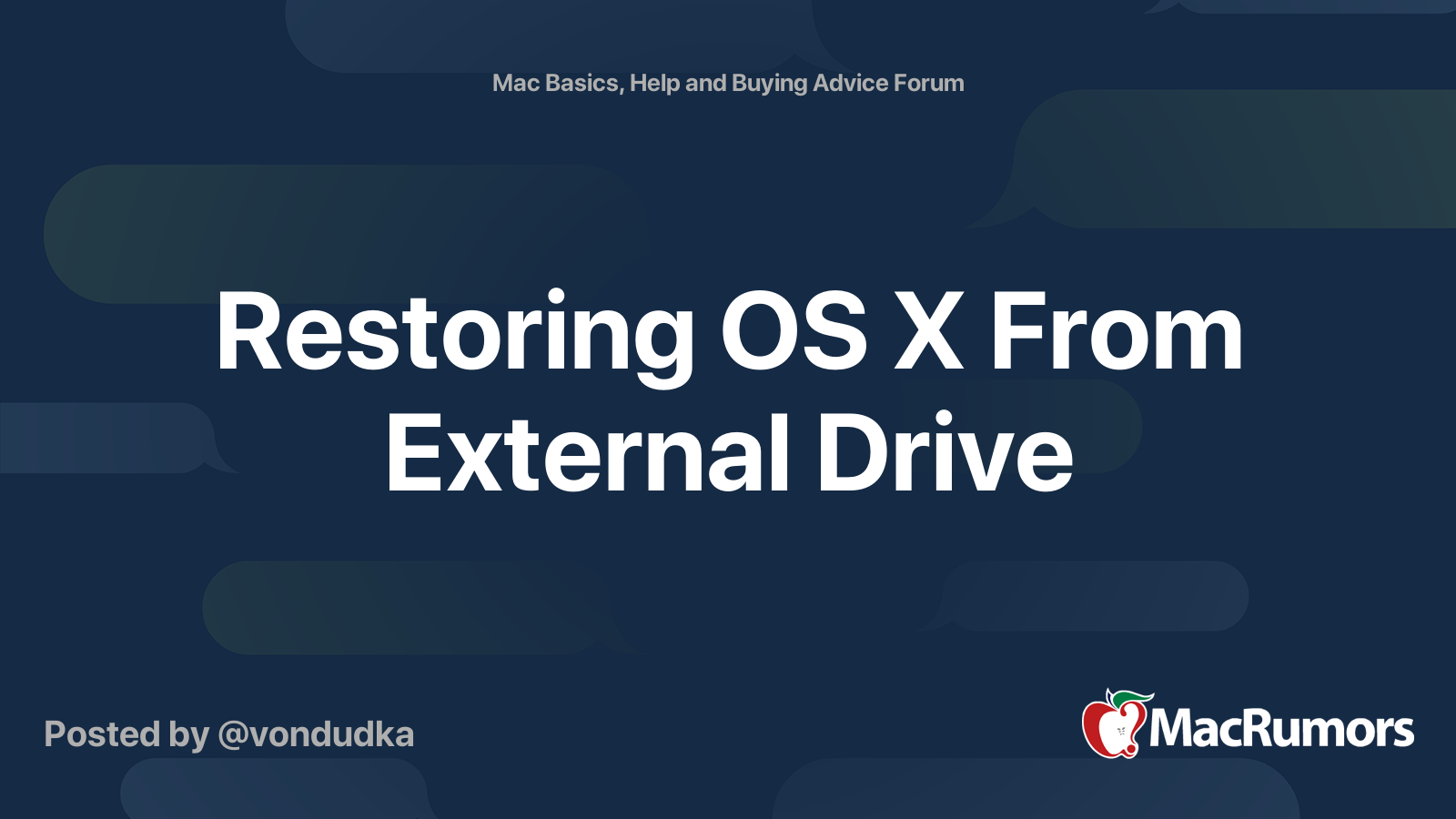 Restoring OS X From External Drive | MacRumors Forums