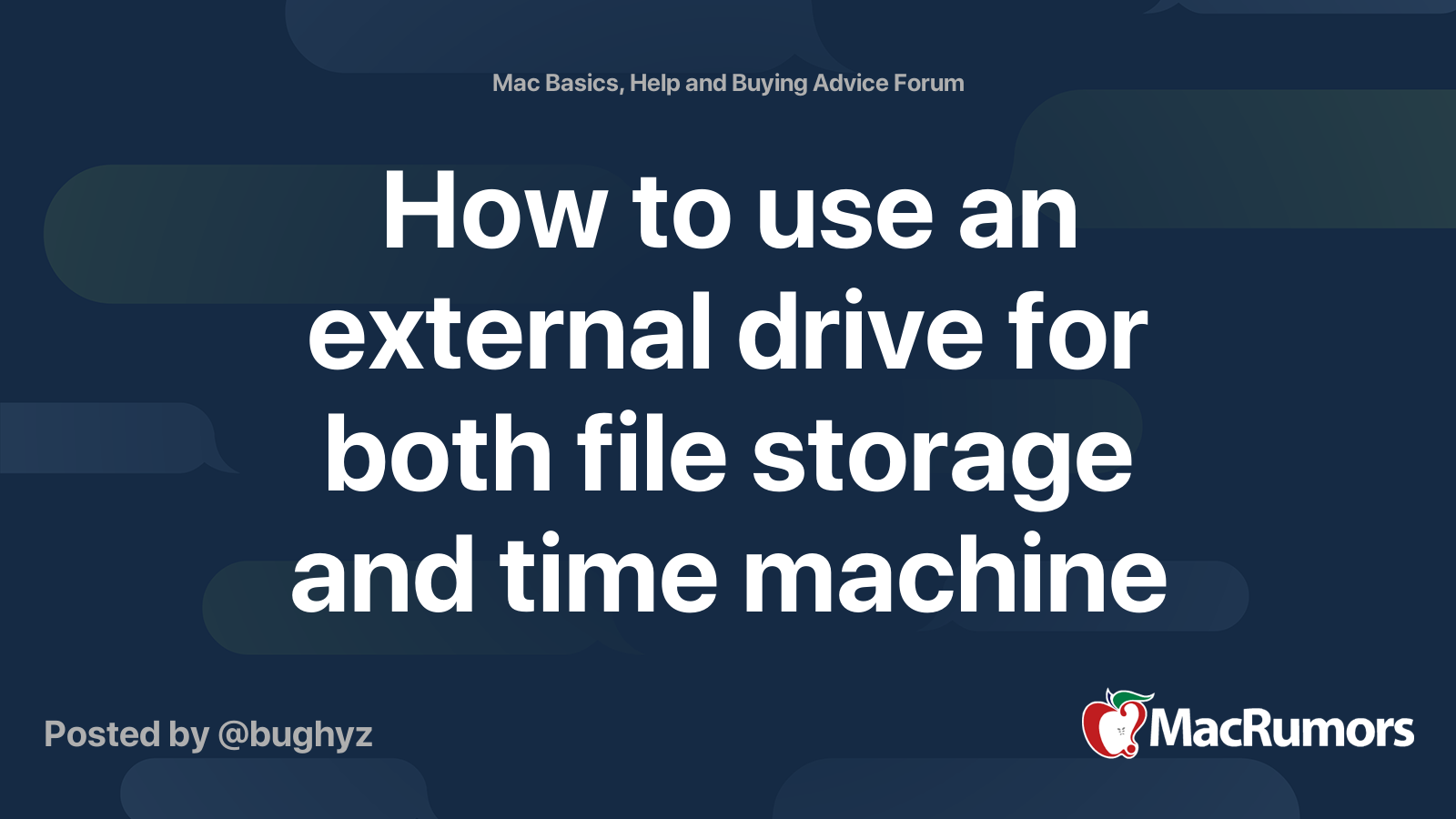 How to use an external drive for both file storage and time machine backup? | MacRumors Forums