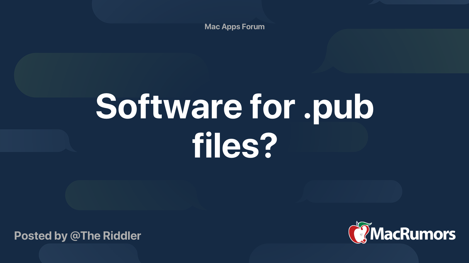 Software for .pub files? | MacRumors Forums