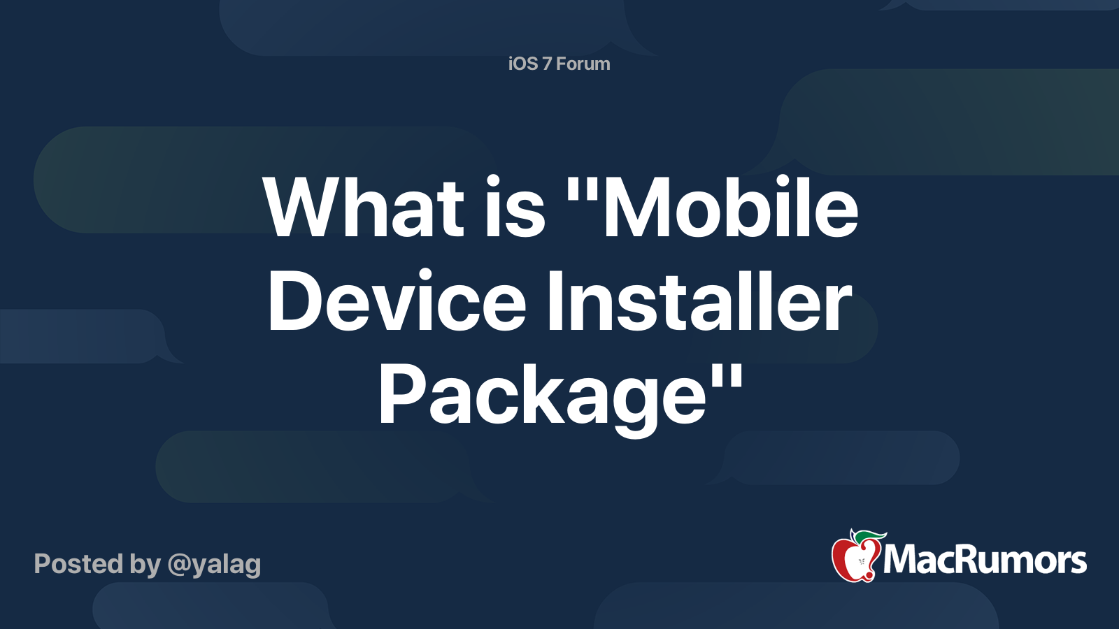 What is "Mobile Device Installer Package" | MacRumors Forums