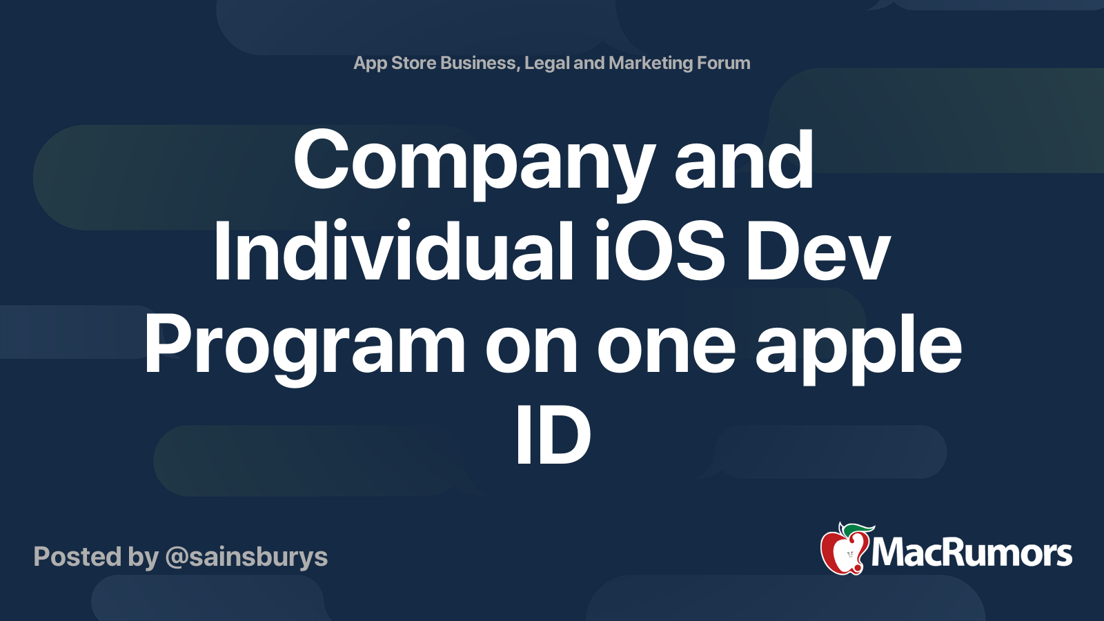 Company and Individual iOS Dev Program on one apple ID | MacRumors Forums