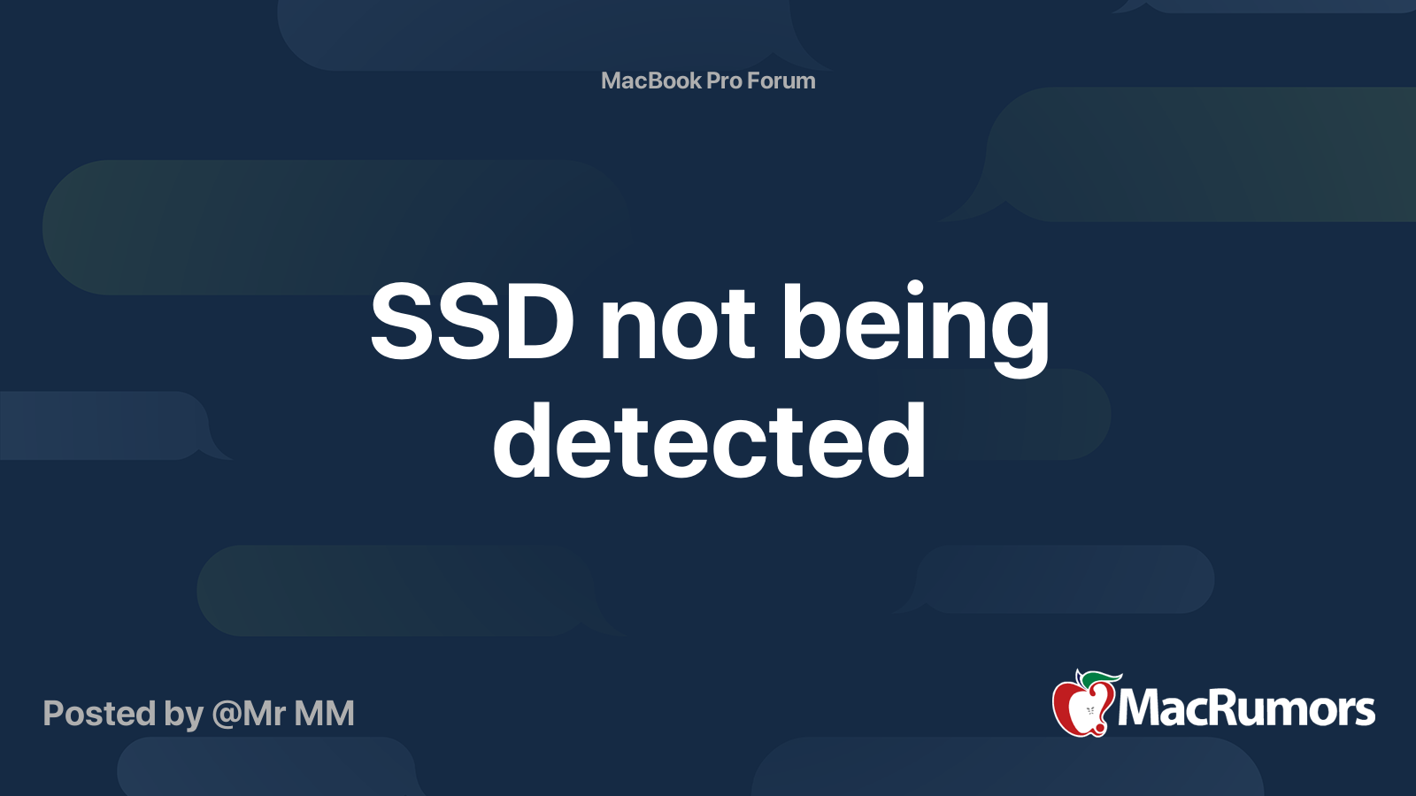 SSD not being detected | MacRumors Forums