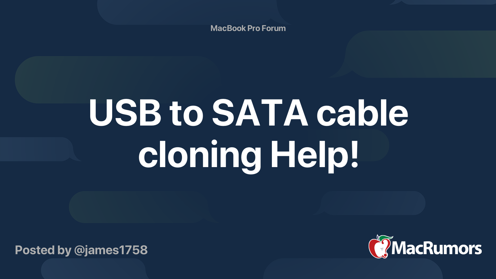 USB to SATA cable cloning Help! | MacRumors Forums