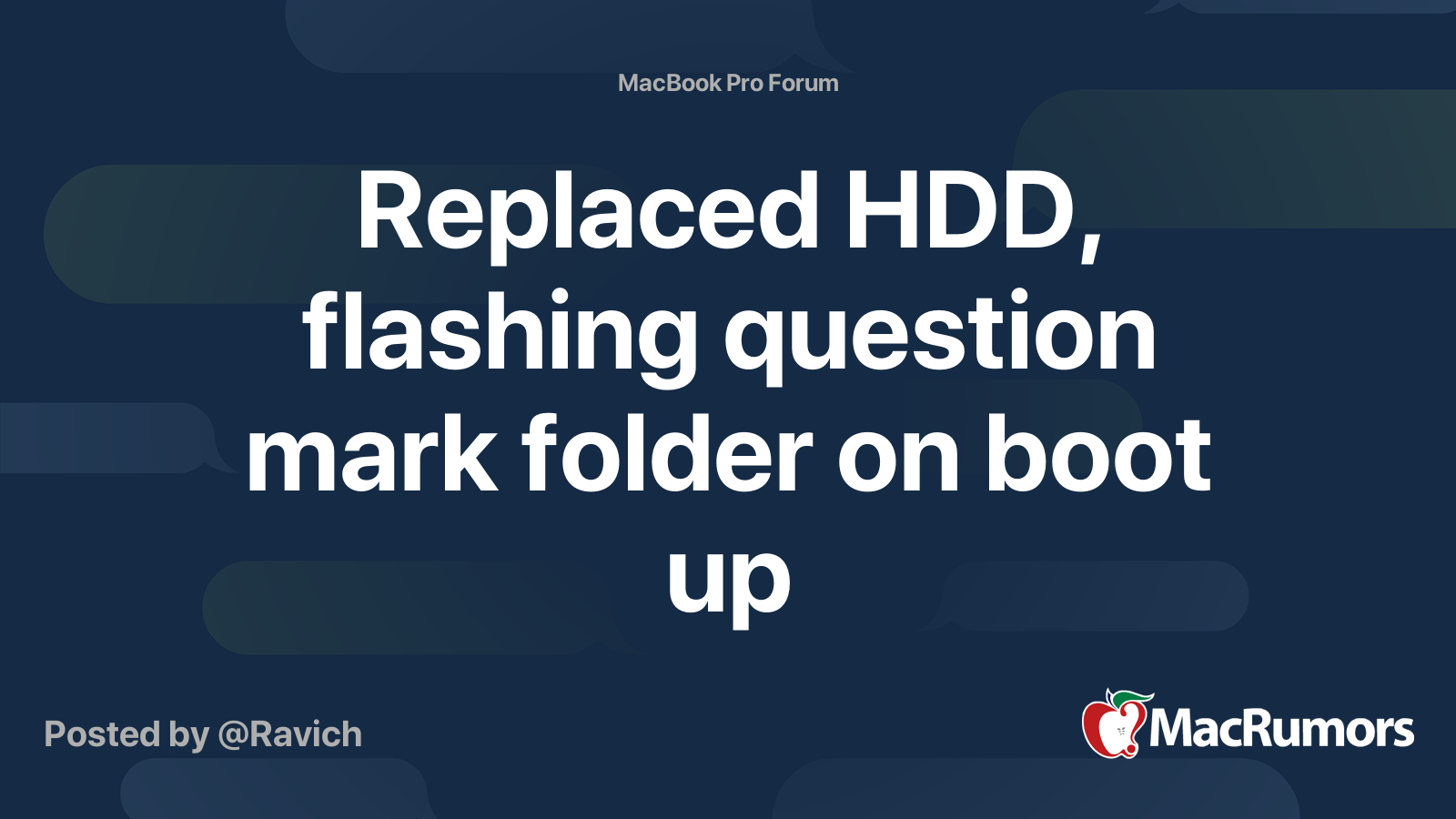 Replaced HDD, flashing question mark folder on boot up | MacRumors Forums