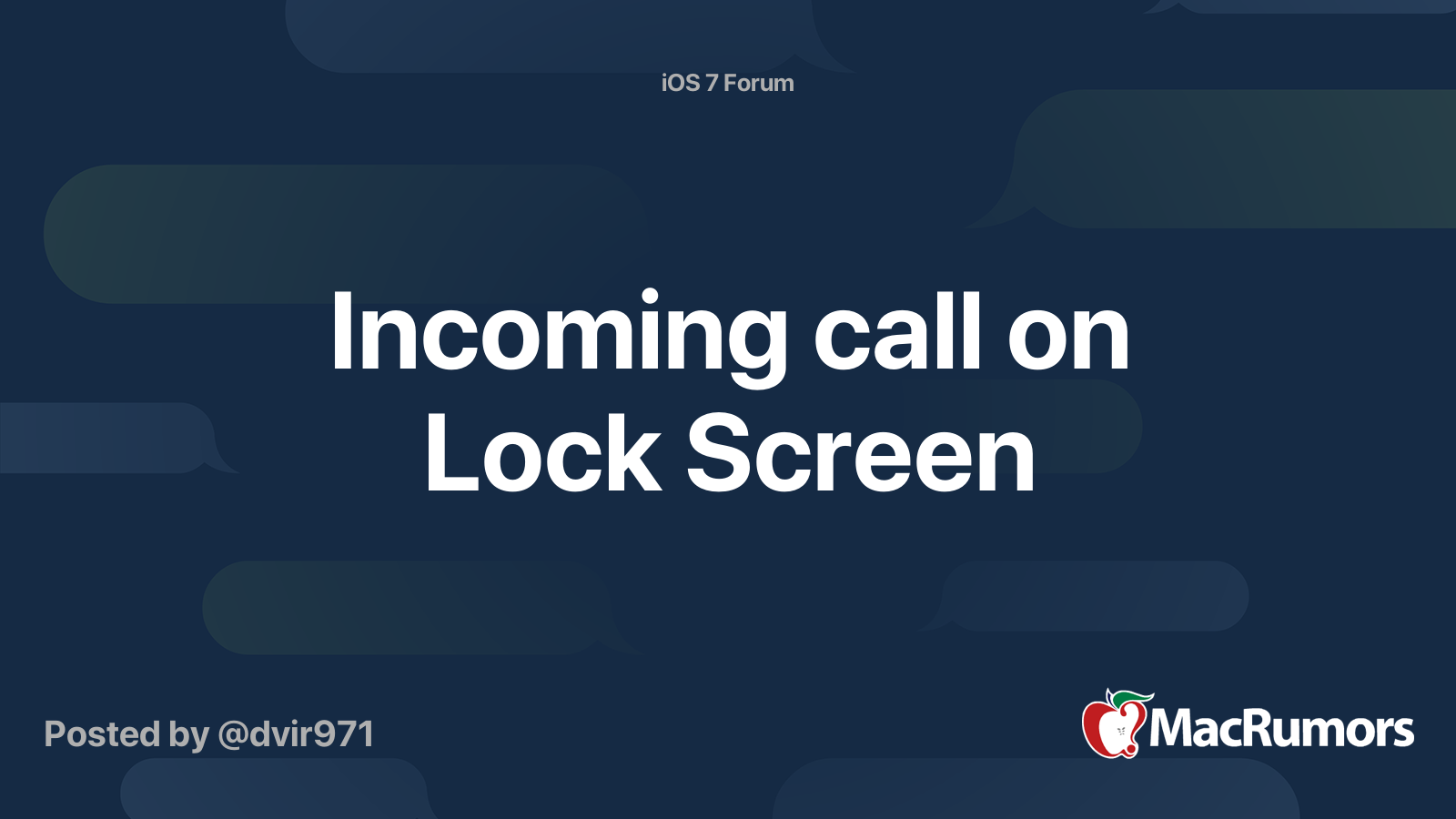 Incoming call on Lock Screen | MacRumors Forums