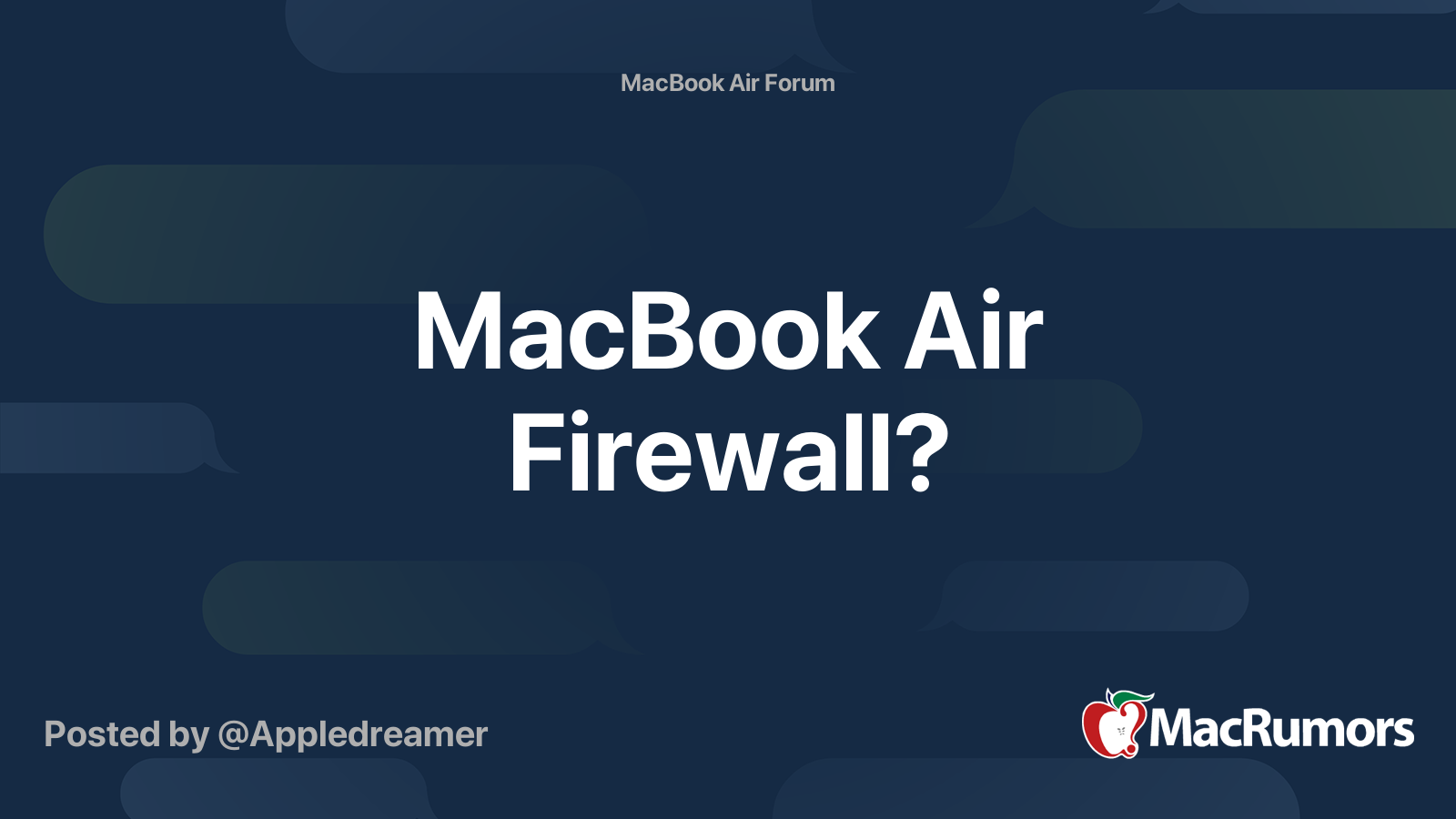MacBook Air Firewall? | MacRumors Forums