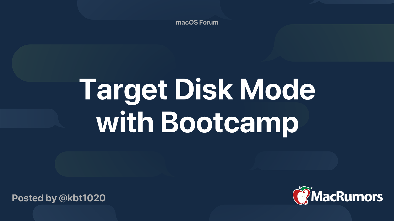 Target Disk Mode with Bootcamp | MacRumors Forums