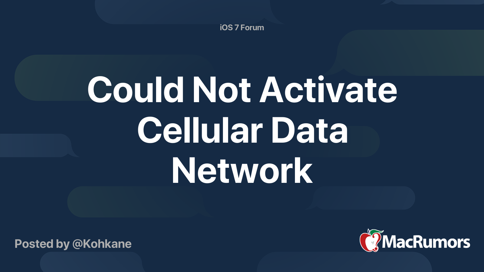 Could Not Activate Cellular Data Network | MacRumors Forums