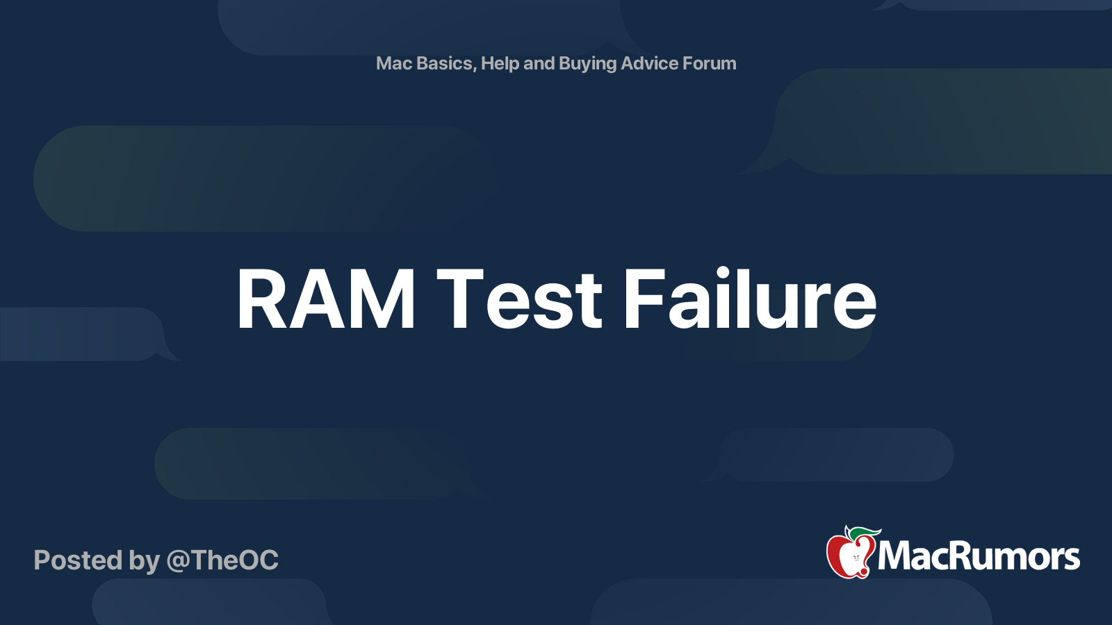 RAM Test Failure | MacRumors Forums