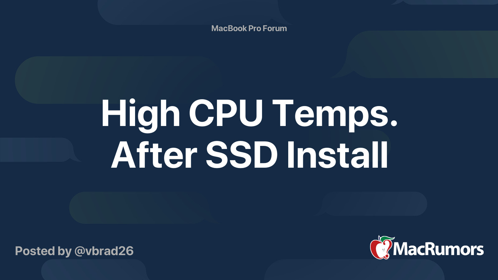 High CPU Temps. After SSD Install | MacRumors Forums