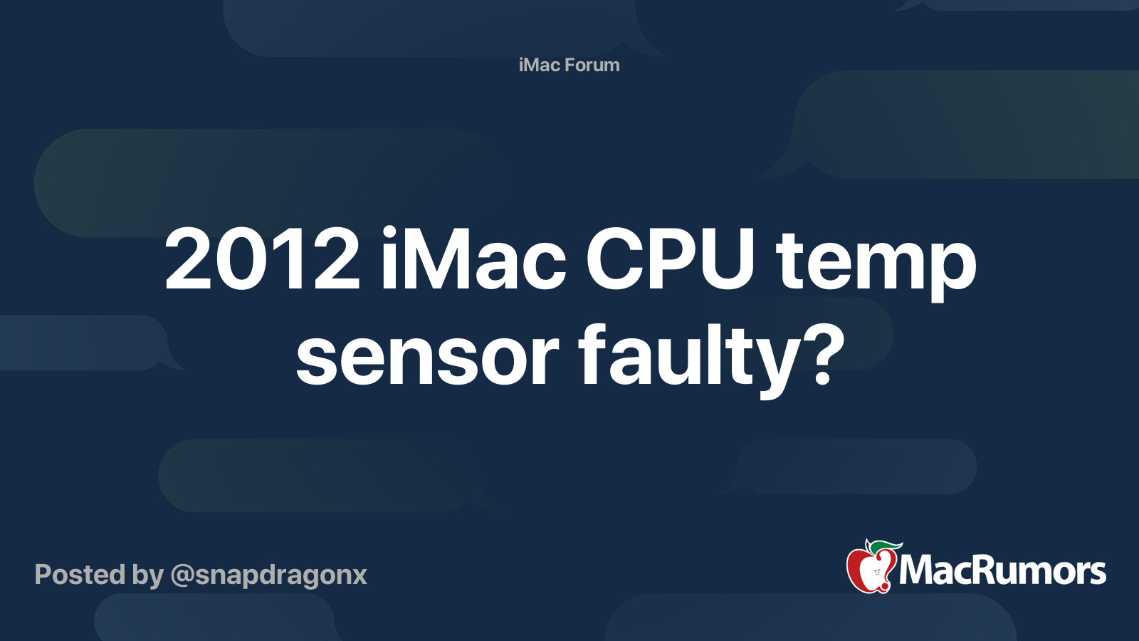 2012 iMac CPU temp sensor faulty? | MacRumors Forums