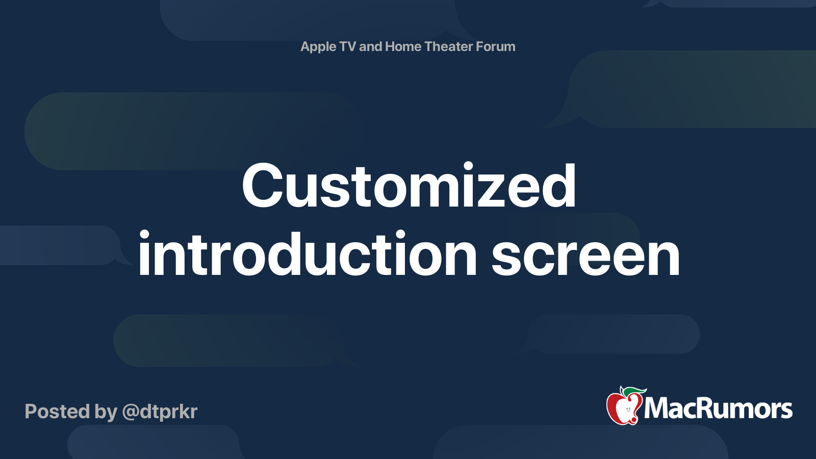Customized introduction screen | MacRumors Forums