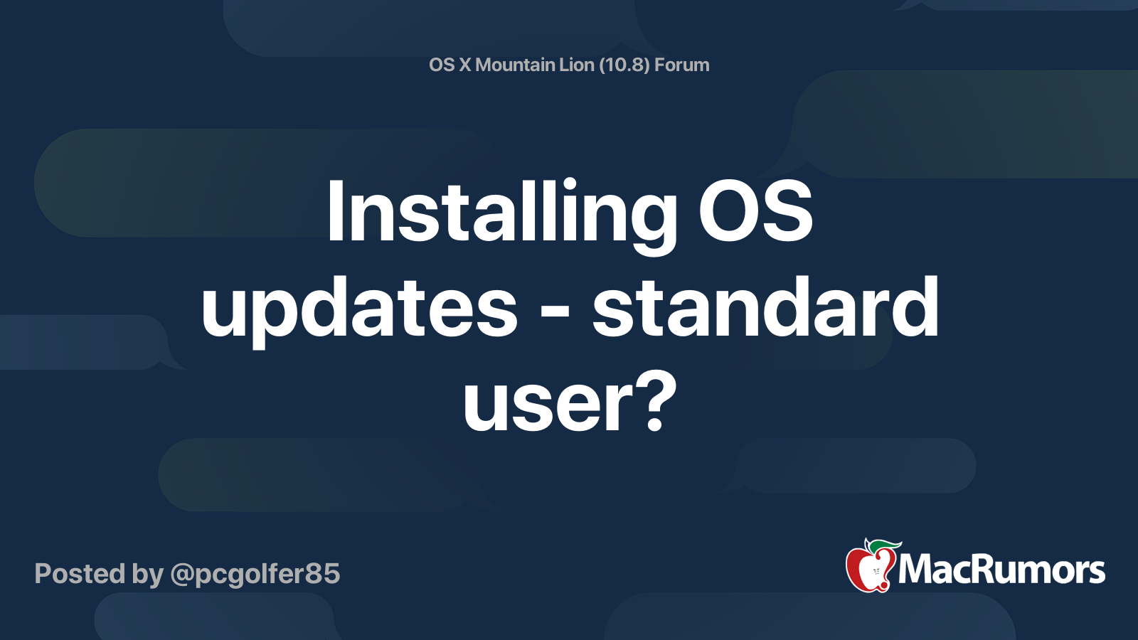 Installing OS updates - standard user? | MacRumors Forums