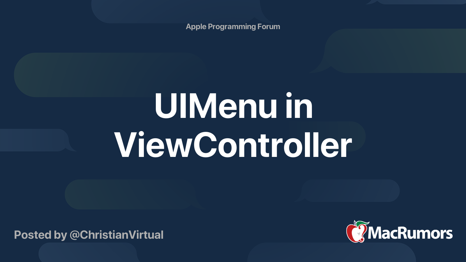 UIMenu in ViewController | MacRumors Forums