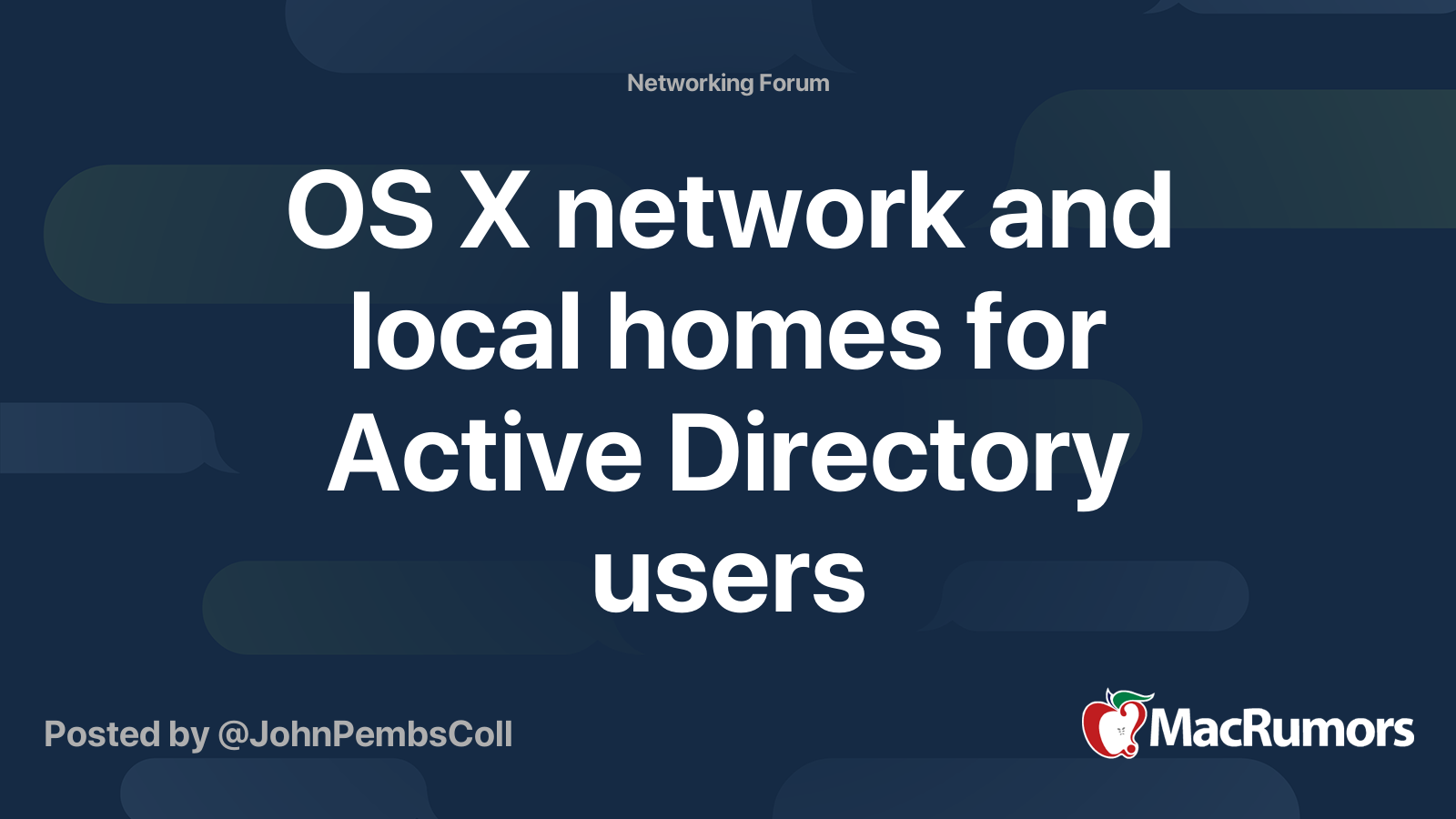OS X network and local homes for Active Directory users | MacRumors Forums