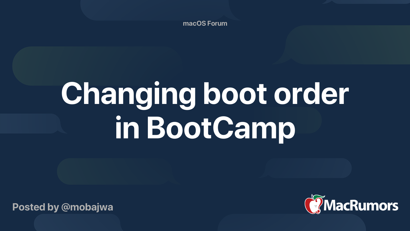 Changing boot order in BootCamp | MacRumors Forums