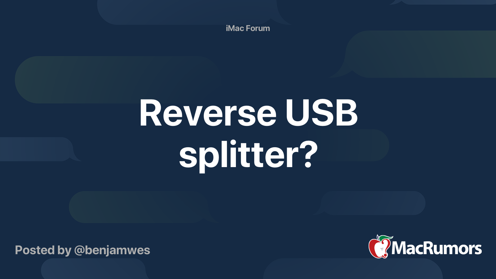 Reverse USB splitter? | MacRumors Forums