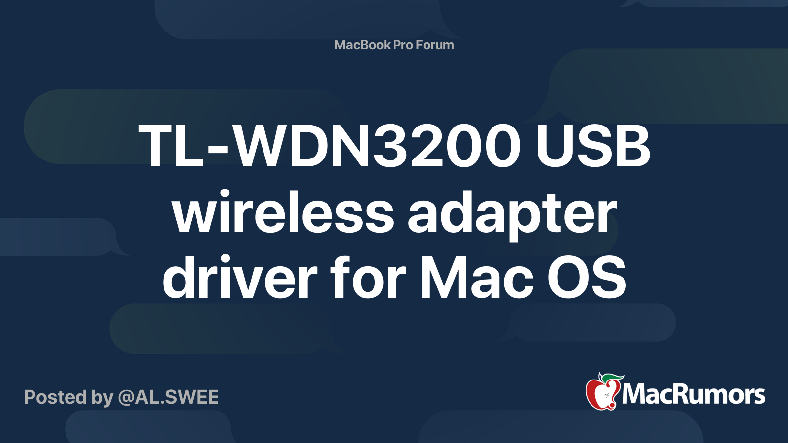 TL-WDN3200 USB wireless adapter driver for Mac OS | MacRumors Forums
