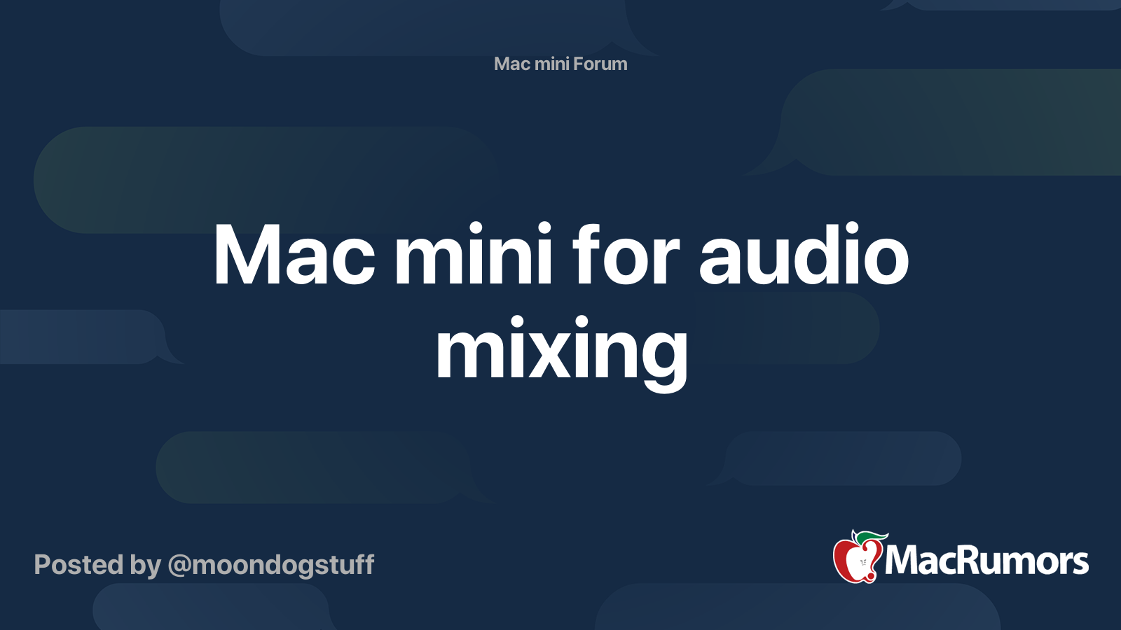 Mac mini for audio mixing | MacRumors Forums