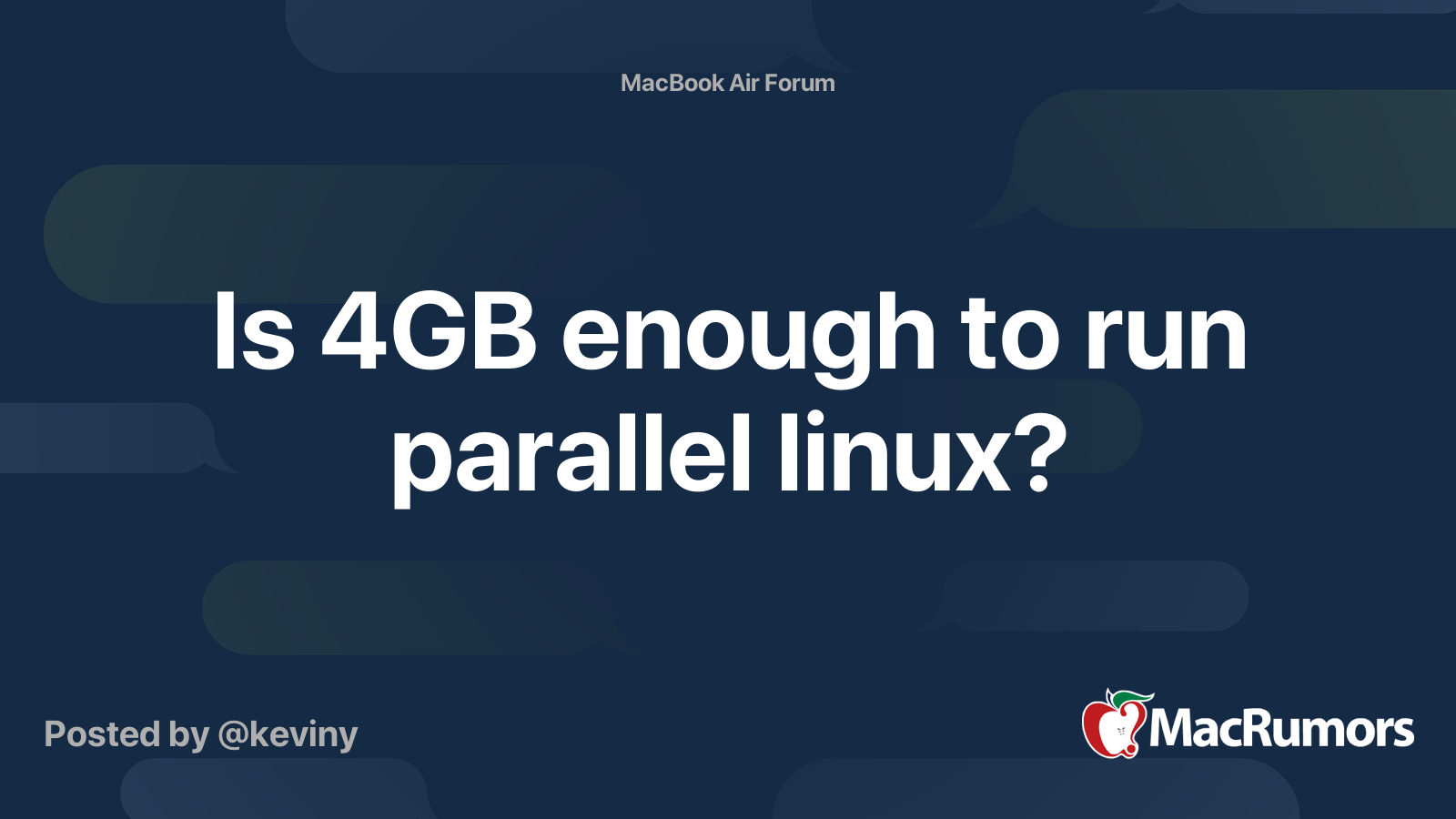 Is 4GB enough to run parallel linux? | MacRumors Forums