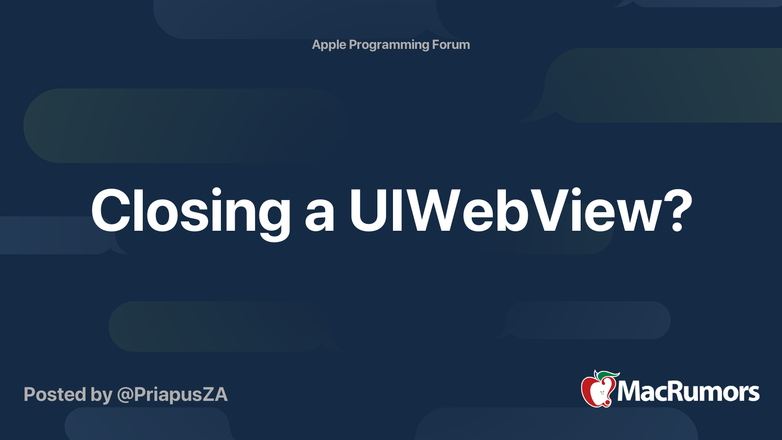 Closing a UIWebView? | MacRumors Forums