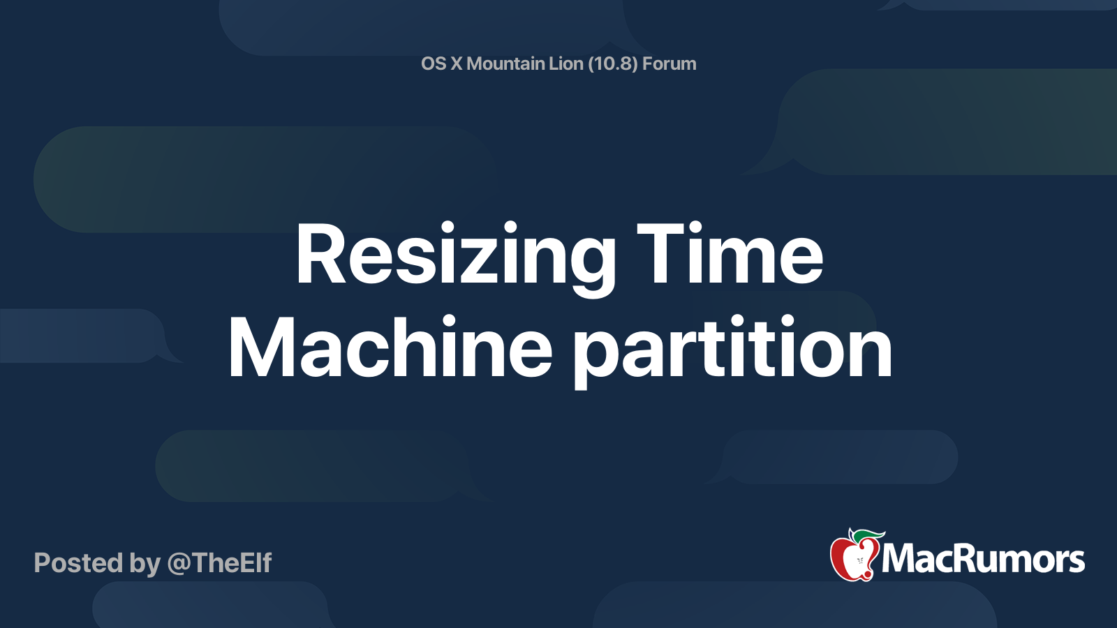 Resizing Time Machine partition | MacRumors Forums