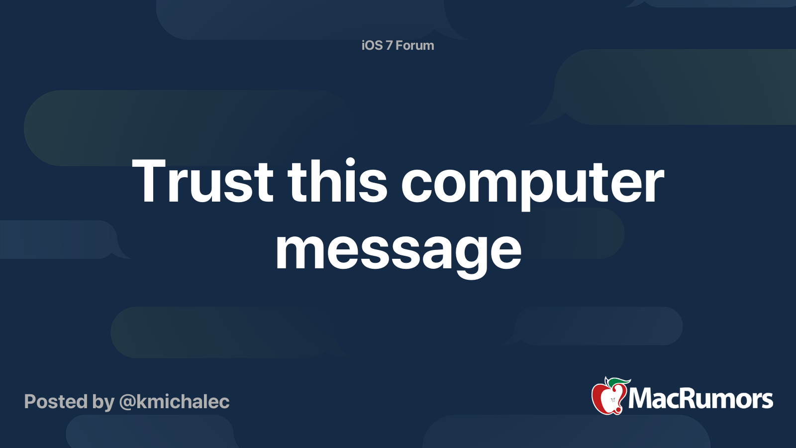 Trust this computer message | MacRumors Forums