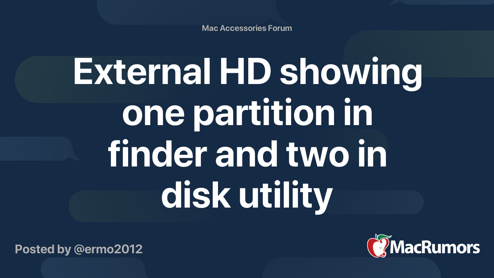 External HD showing one partition in finder and two in disk utility | MacRumors Forums