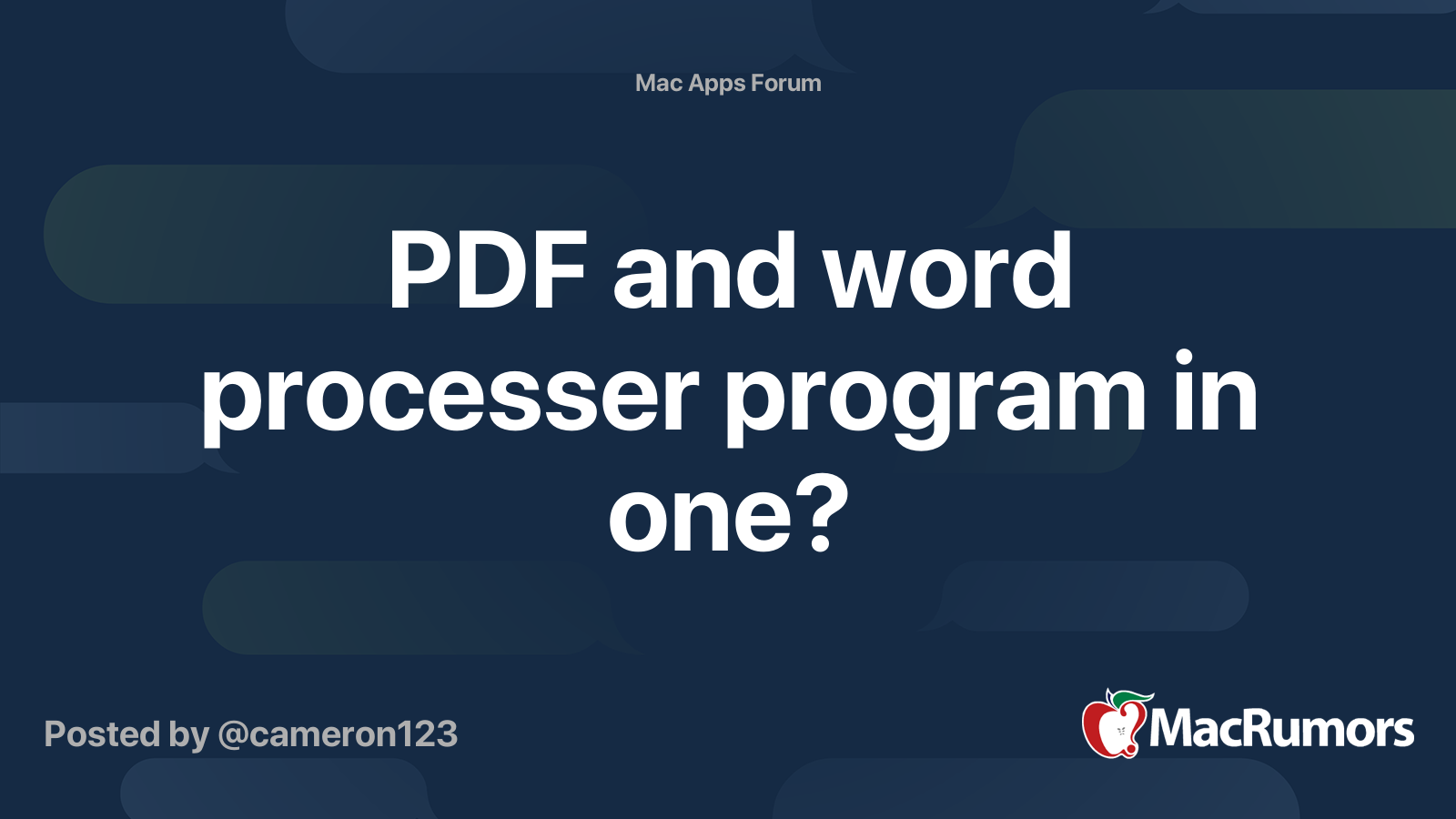 PDF and word processer program in one? | MacRumors Forums