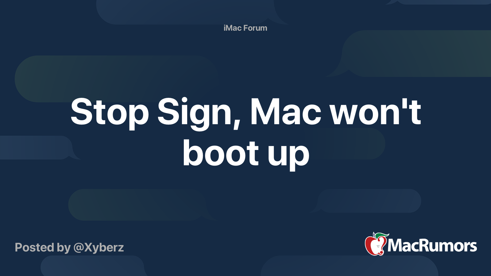 Stop Sign, Mac won't boot up | MacRumors Forums