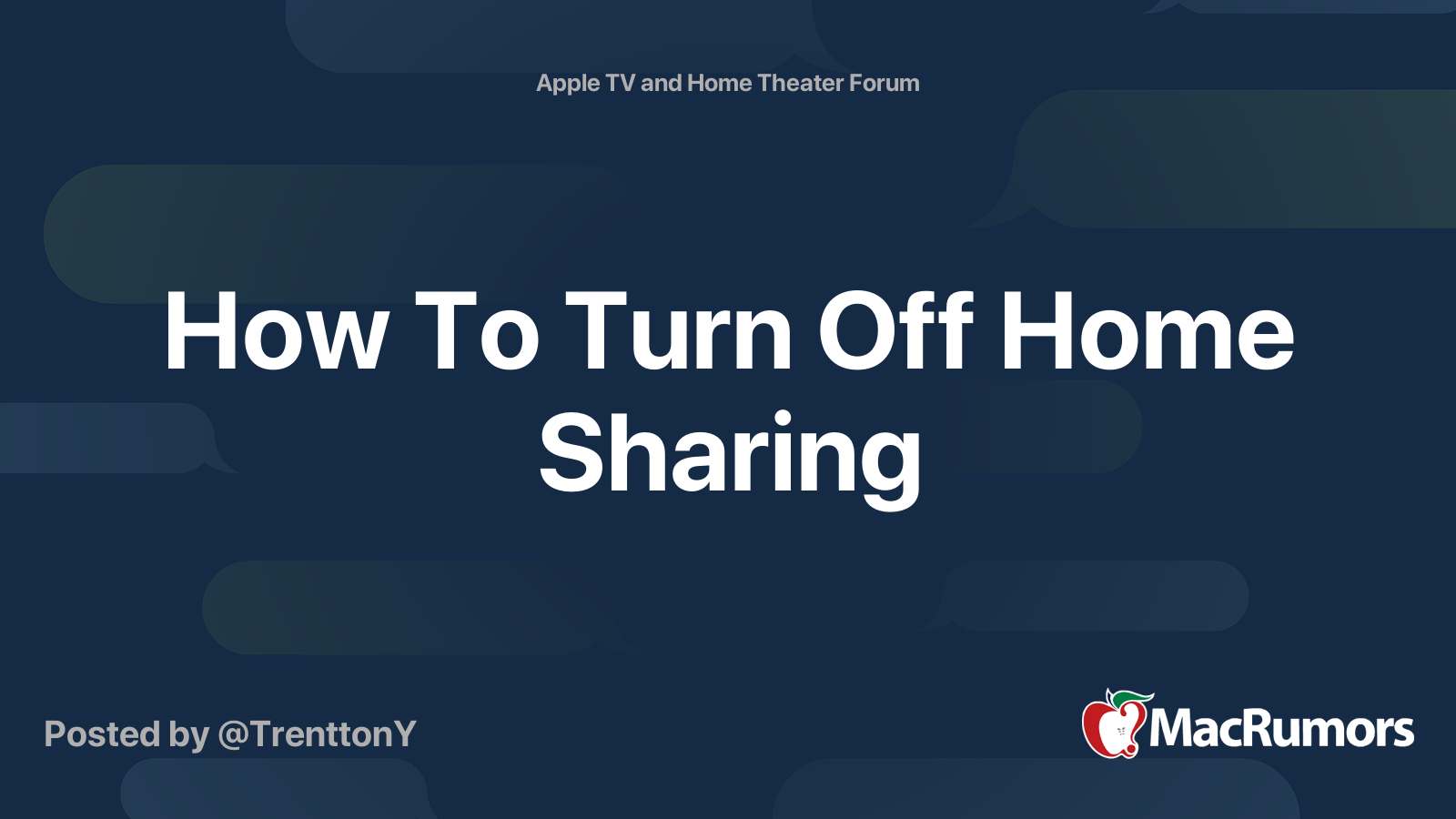 How To Turn Off Home Sharing | MacRumors Forums