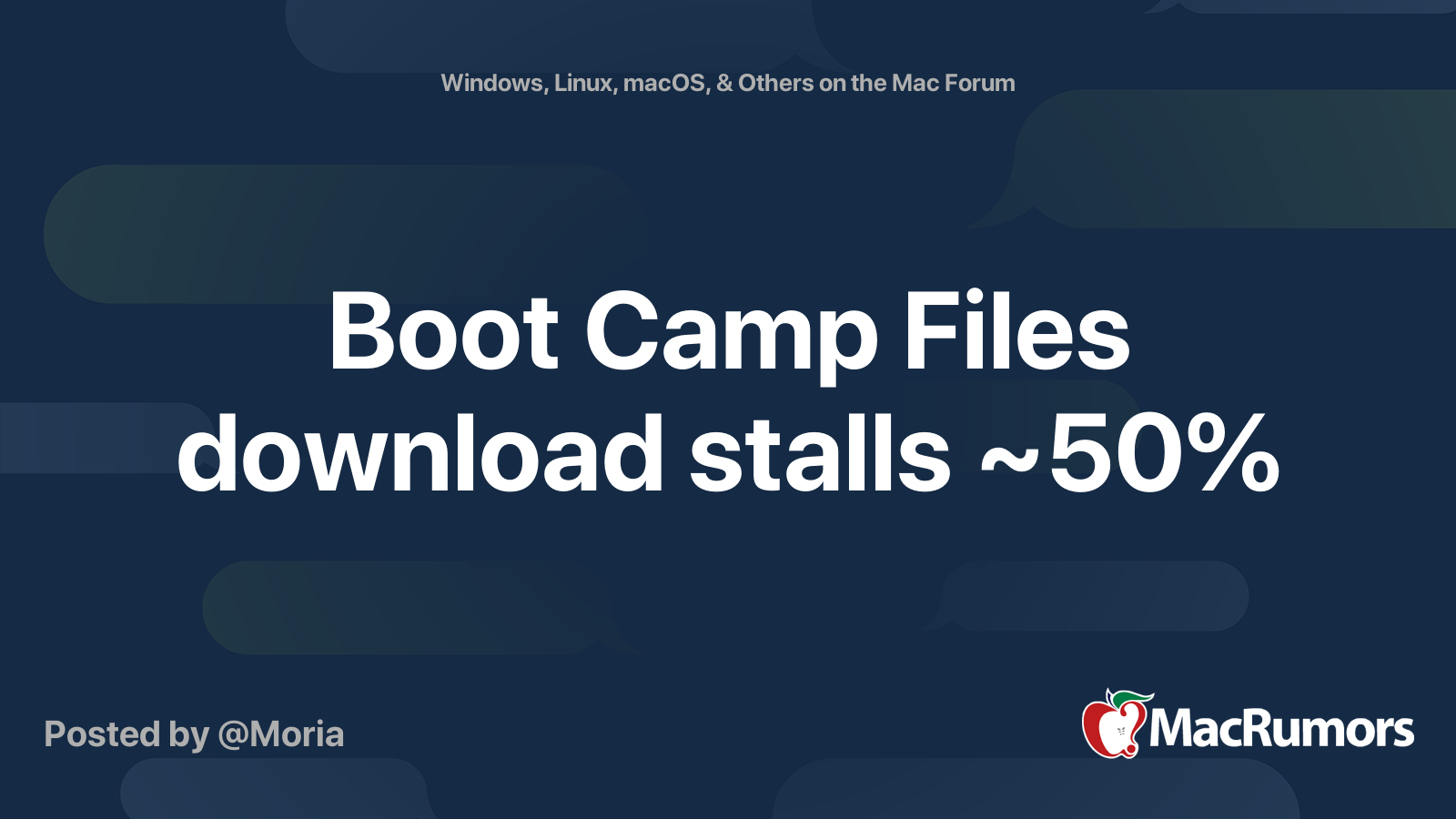 Boot Camp Files download stalls ~50% | MacRumors Forums