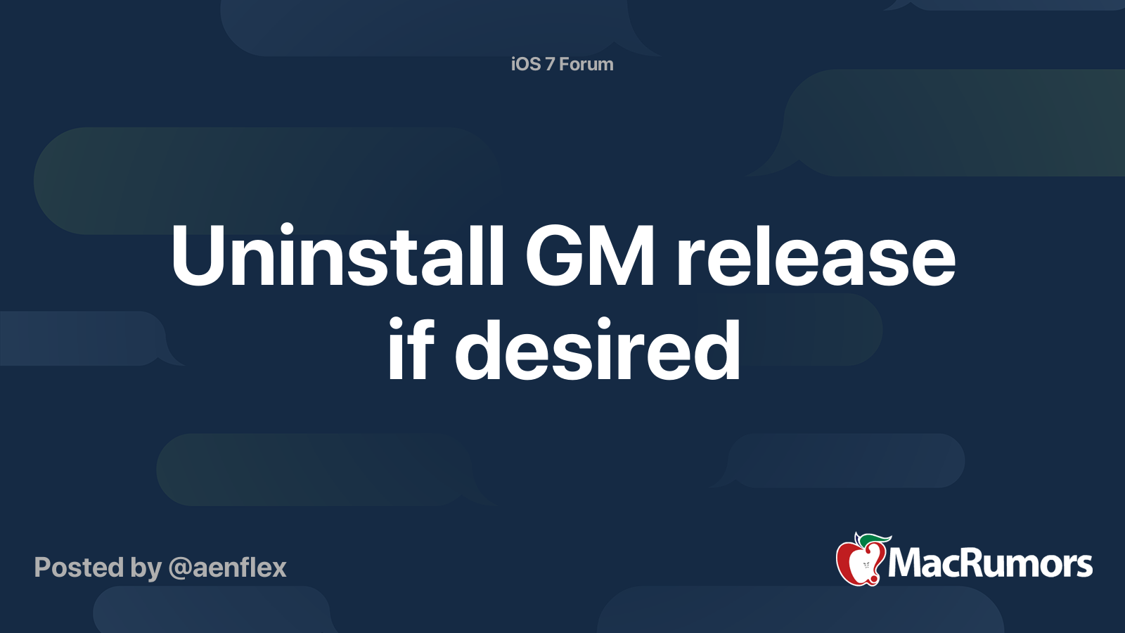 Uninstall GM release if desired | MacRumors Forums