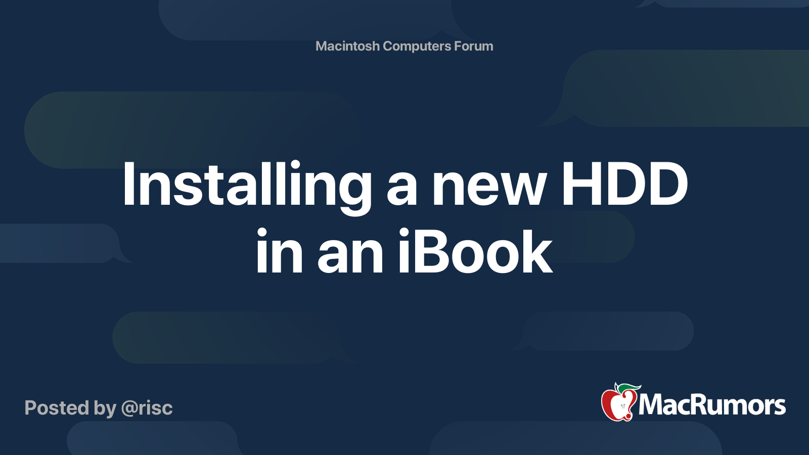 Installing a new HDD in an iBook | MacRumors Forums