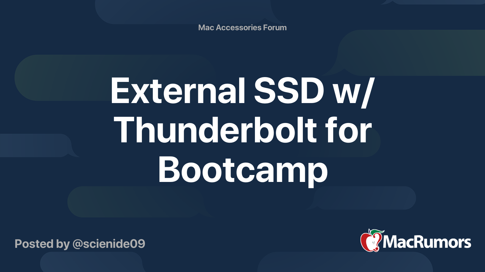 External SSD w/ Thunderbolt for Bootcamp | MacRumors Forums