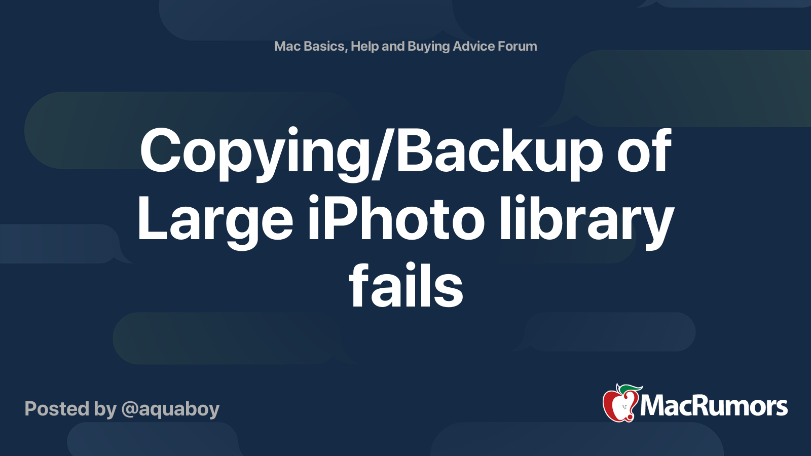 Copying/Backup of Large iPhoto library fails | MacRumors Forums