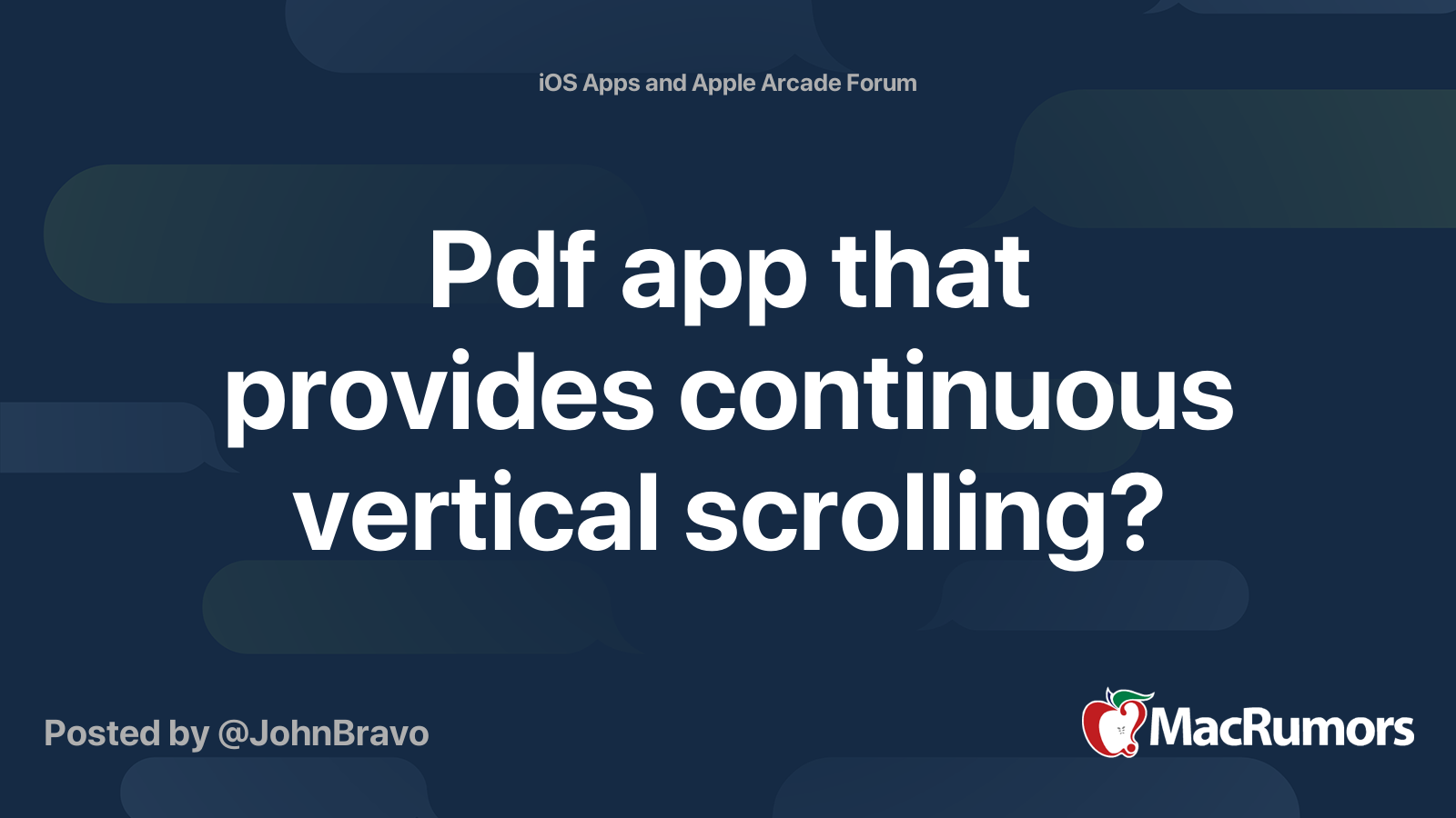 Pdf app that provides continuous vertical scrolling? | MacRumors Forums