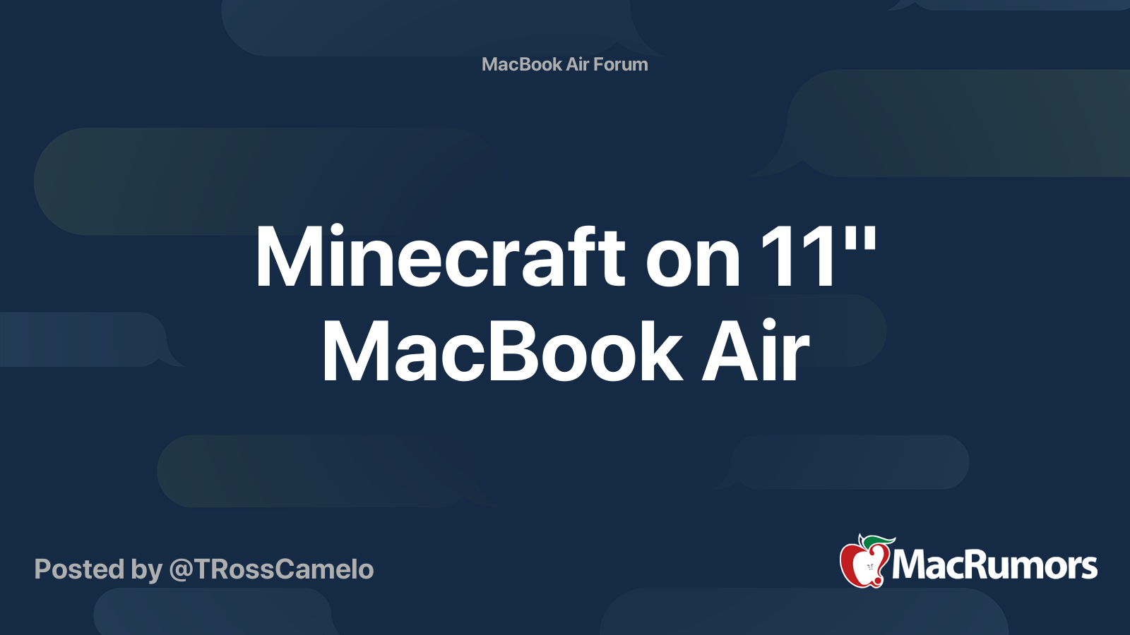 Minecraft on 11" MacBook Air | MacRumors Forums