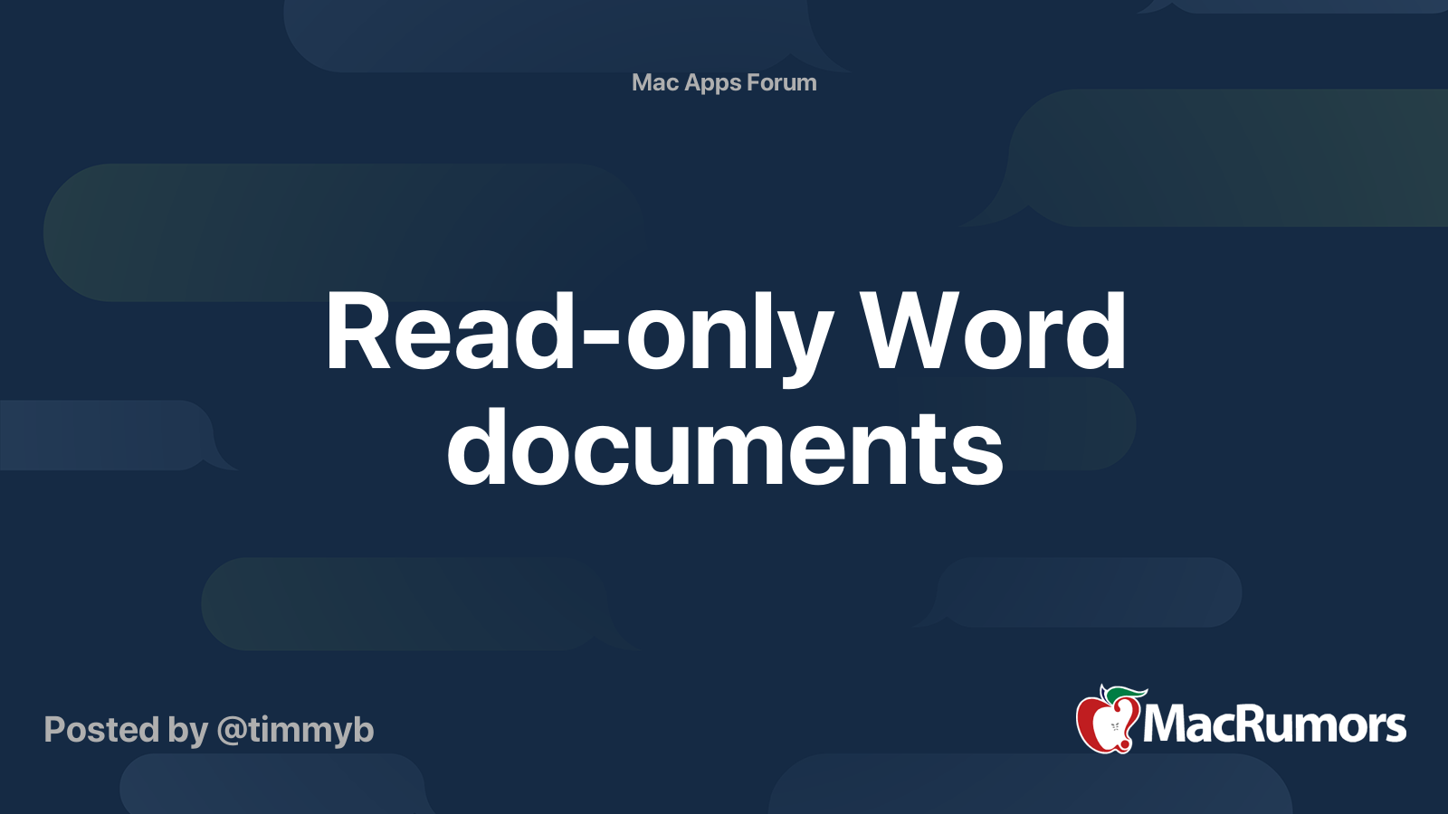 Read-only Word documents | MacRumors Forums