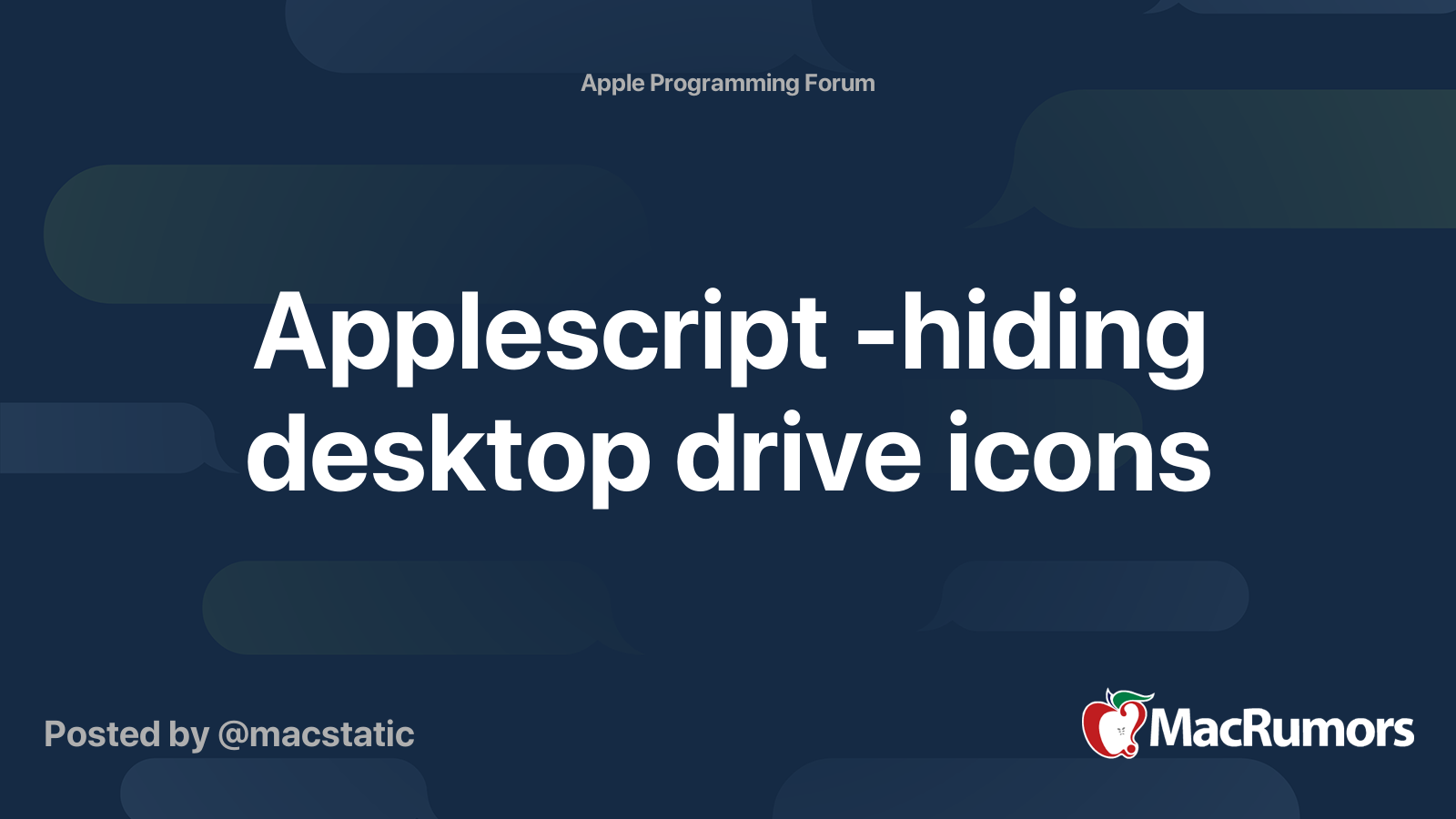 Applescript -hiding desktop drive icons | MacRumors Forums