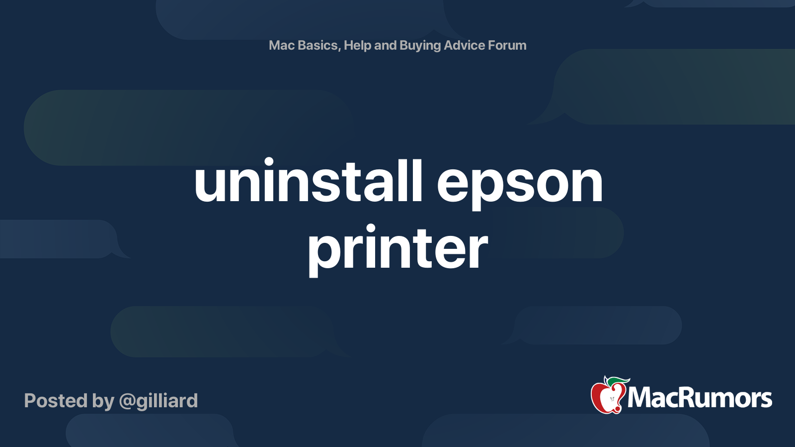 uninstall epson printer | MacRumors Forums