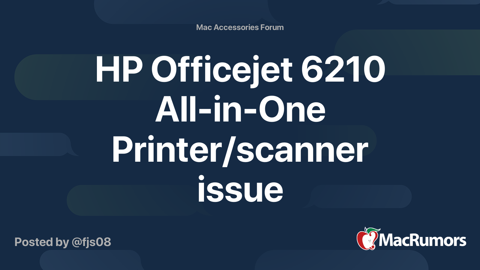 HP Officejet 6210 All-in-One Printer/scanner issue | MacRumors Forums
