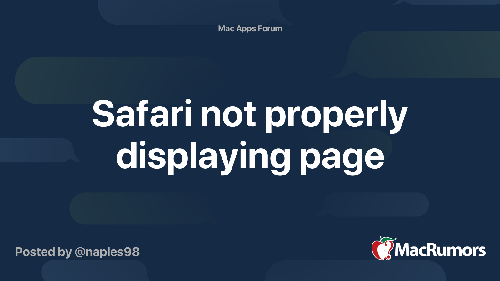 Safari not properly displaying page | MacRumors Forums