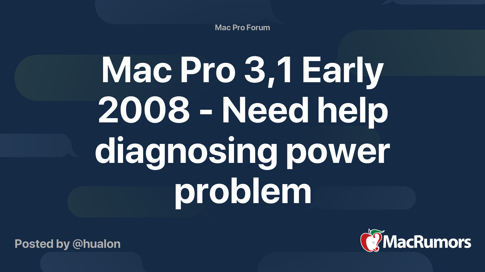 Mac Pro 3,1 Early 2008 - Need help diagnosing power problem | MacRumors Forums