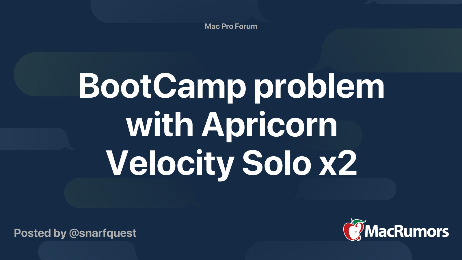 BootCamp problem with Apricorn Velocity Solo x2 | MacRumors Forums